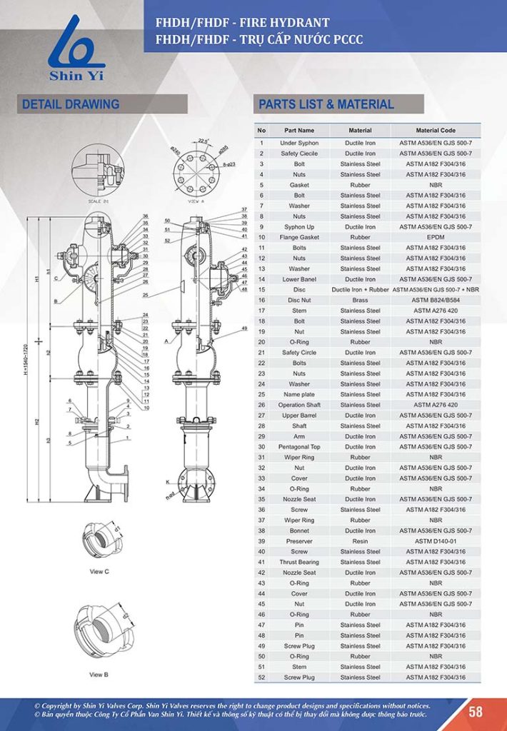 Trụ cấp nước PCCC ShinYi - FHDH/ FHDF | DN100-DN150 Giá tốt