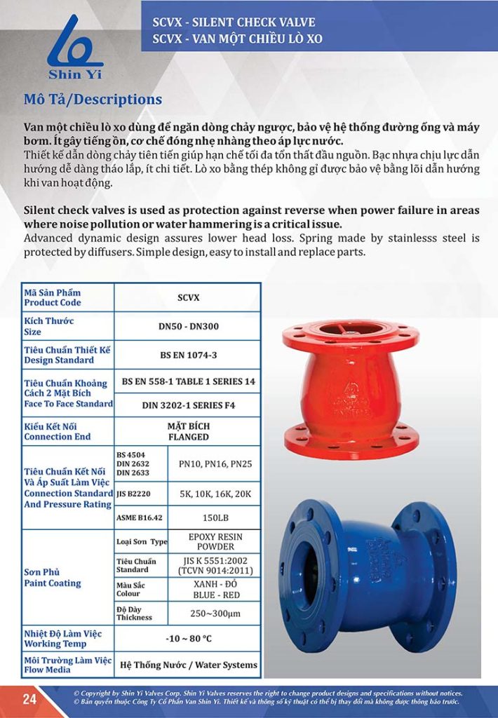 Van một chiều lò xo ShinYi – SCVX | DN50 - DN300 giá tốt