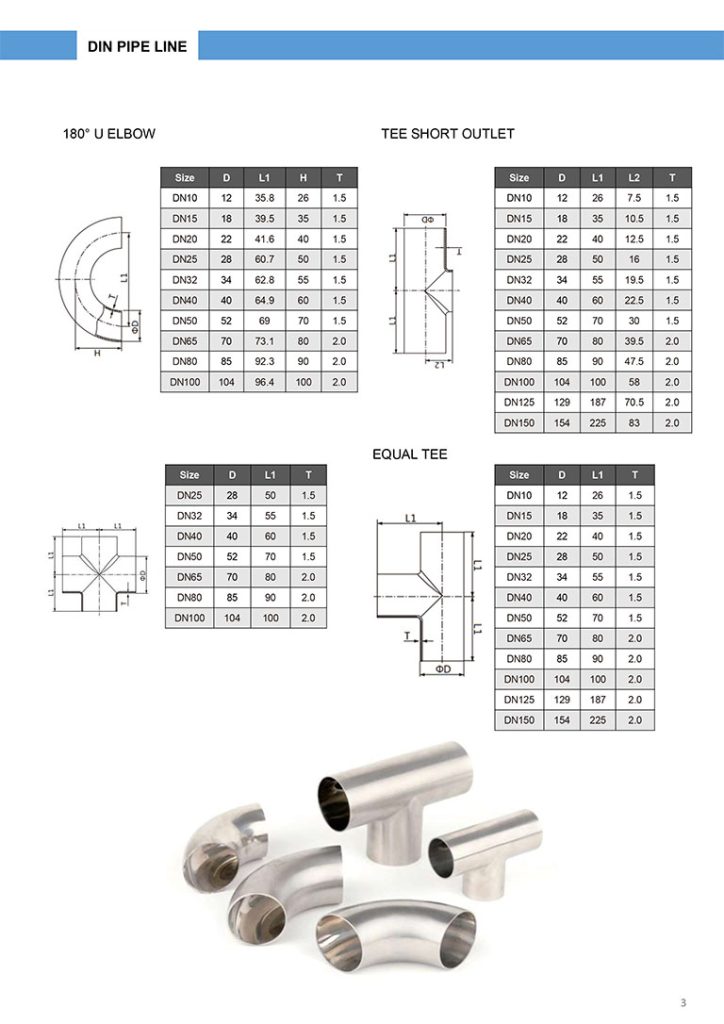 Co lơi inox vi sinh (45, 90, 180 độ) tiêu chuẩn DIN, SMS | Hiệu BTL